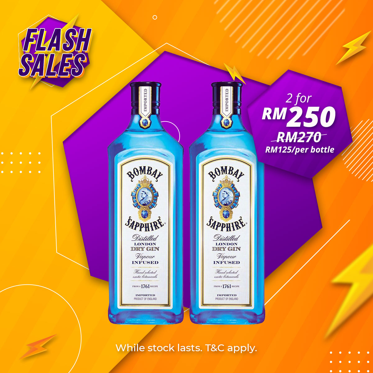 Flash Sale - Bombay Sapphire Distilled London Dry Gin [1000ML] X 2