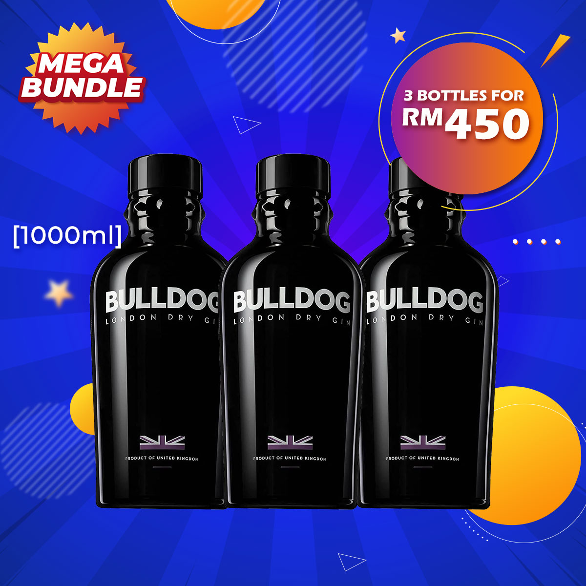 Mega Big Bundle - Bulldog London Dry Gin [1000ML] X 3